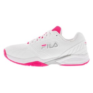 fila women's volley zone shoes sneaker, white/knockout pink/white, 7.5