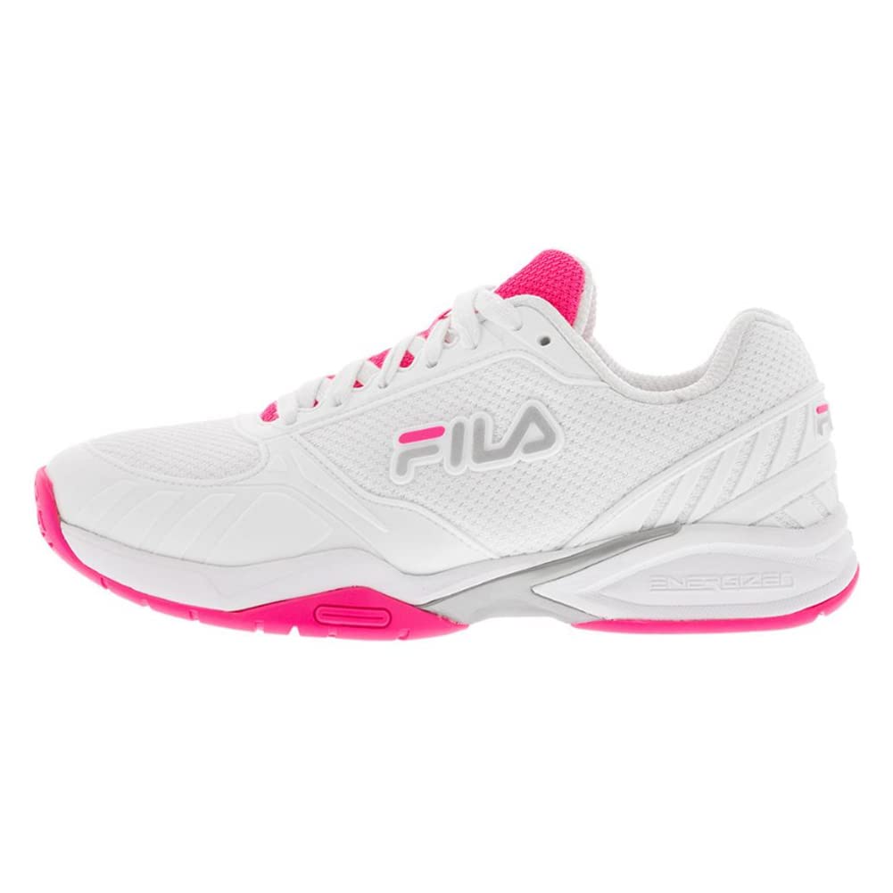 Fila Women's Volley Zone Shoes Sneaker, White/Knockout Pink/White, 7.5