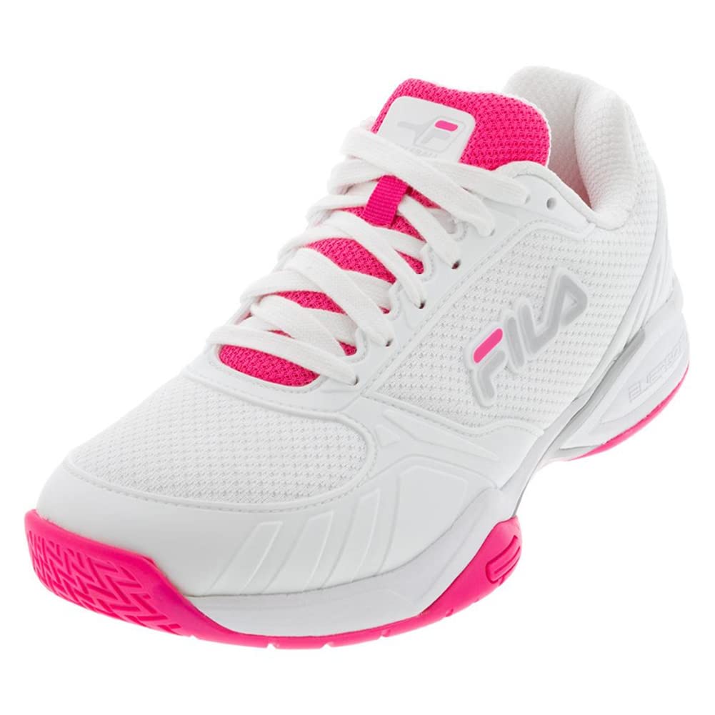 Fila Women's Volley Zone Shoes Sneaker, White/Knockout Pink/White, 7.5