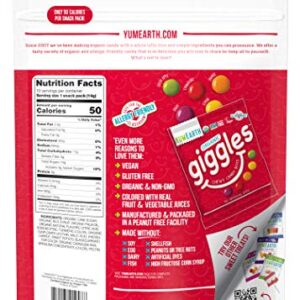 YumEarth Organic Giggles Chewy Candy - Allergy Friendly (Top 9 Free), No Artificial Dyes or Flavors, Non GMO, Gluten Free, Vegan - Individually Wrapped Fruity Snack Packs - 0.5 Ounce (Pack of 10)