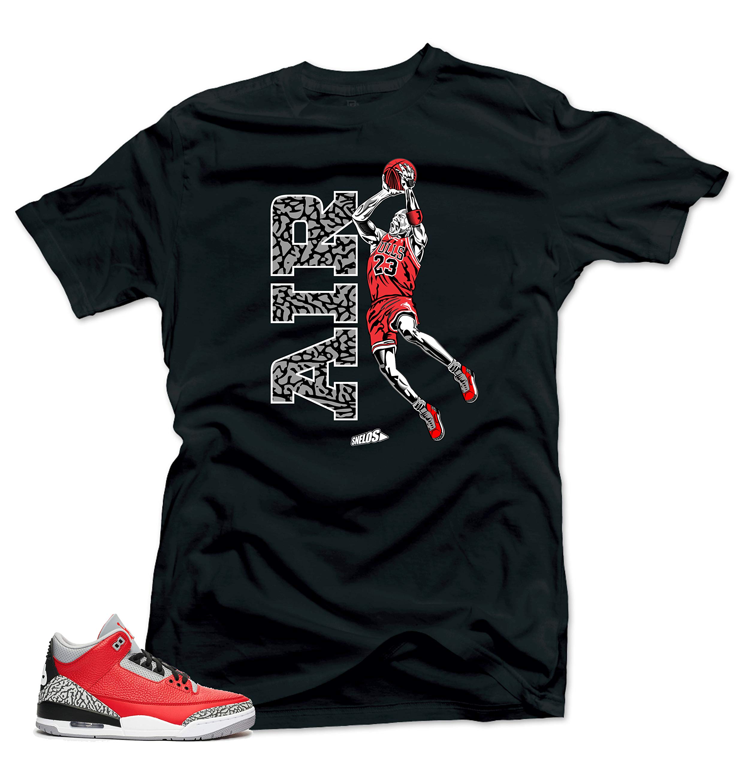 Shirt to Match Jordan Retro 3" Red Cement 2020 Sneaker Tees (Jordan Retro 3 Red Cement Match Shirts- Jordan Retro 3 Red Cement Match Shirts- AIR (Black), M)