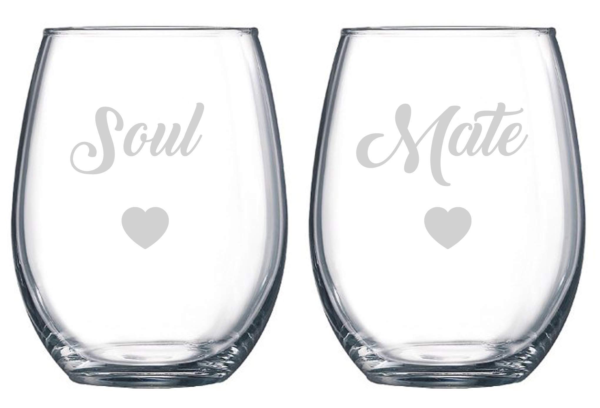 Soul Mate Etched Stemless Wine Glass, Valentine's Day Gift, Engagement, Wedding Wine Glass, Boyfriend Girlfriend, Husband, Wife, Anniversary gift, couples gift, His Hers