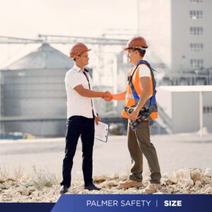 Palmer Safety Fall Protection Full Body 5 point Harness, Padded Back Support, Quick-Connect Buckle, Grommet Legs, Back&Side D-Rings, OSHA ANSI Industrial Roofing Tool Personal Equipment (Blue - LG)