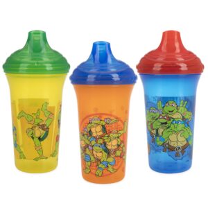 nuby 3 piece no spill easy sippy cups with vari-flo valve hard spout, nickelodeon teenage mutant ninja turtles, 9 oz