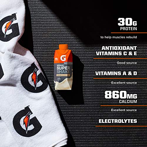 Gatorade Super Shake, Vanilla, 30g Protein, 11.6 Fl oz Carton, (Pack of 12)