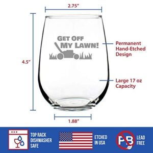 Get Off My Lawn Stemless Wine Glass - Funny Birthday Gifts Women and Men Over the Hill - Bday Party Decor - Large