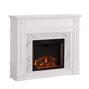 highgate faux cararra marble electric media fireplace