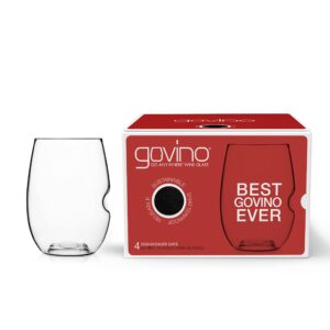 govino go anywhere wine glasses | dishwasher safe, flexible, shatterproof, and recyclable | 16 oz. each | set of 4.