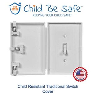 Child Be Safe, Baby Toddler Pet Resistant Electrical Safety Cover Guard for Home and Business, Made in USA, Traditional Standard Toggle Light Switch (White, Single Unit)