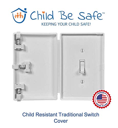 Child Be Safe, Baby Toddler Pet Resistant Electrical Safety Cover Guard for Home and Business, Made in USA, Traditional Standard Toggle Light Switch (White, Single Unit)