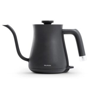 balmuda the kettle | electric lightweight gooseneck kettle | stainless steel | 0.6l (20fl oz) capacity | neon light indicator | perfect for tea and coffee | k02h-bk | black | us version