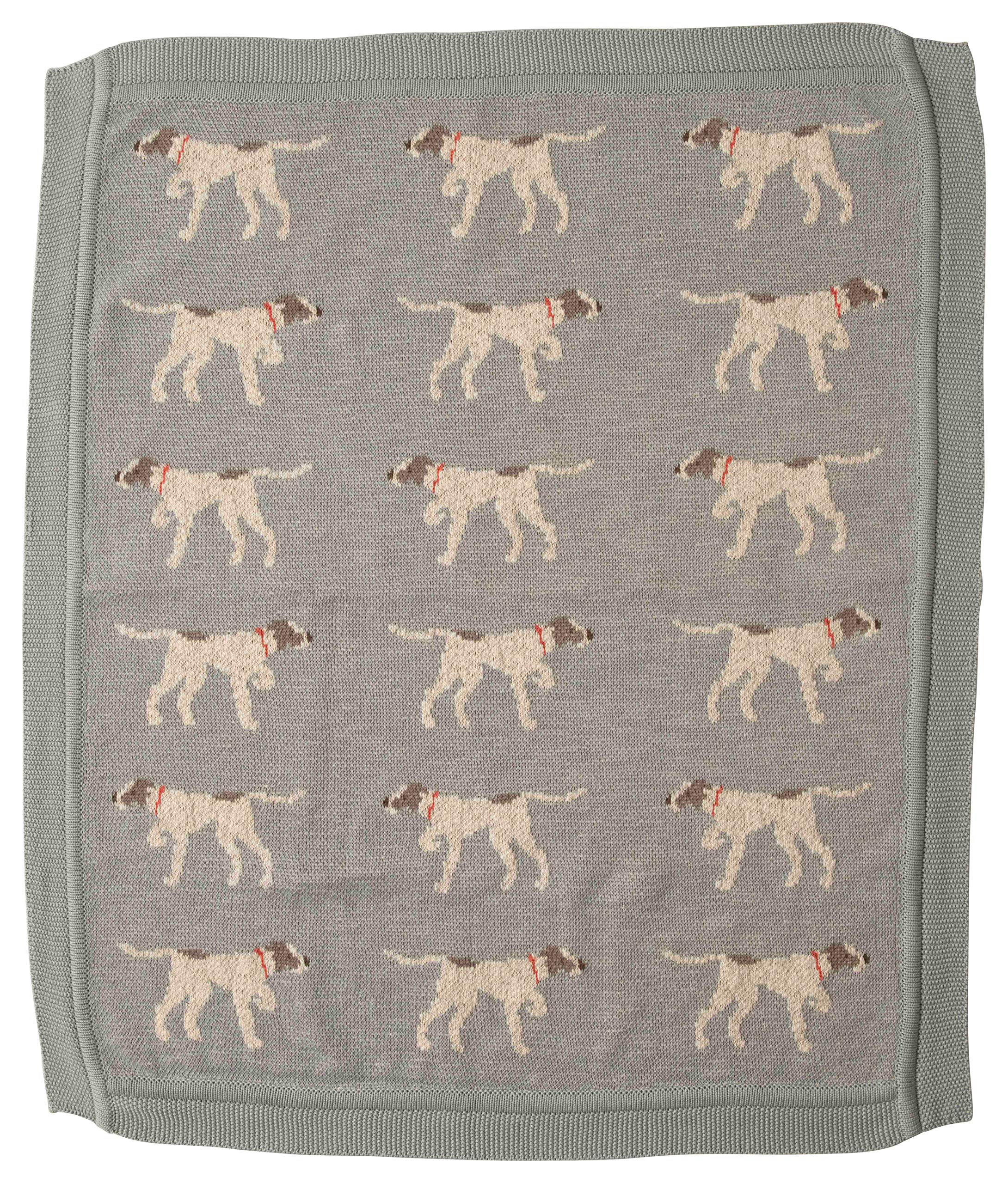 Creative Co-Op DF2527 40" L x 32" W Cotton Knit Baby Dog Blanket, Blue, Small