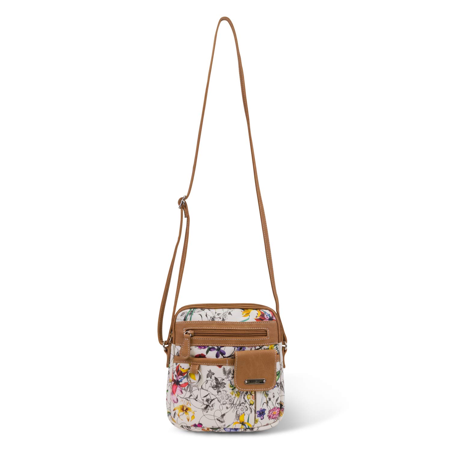 MultiSac womens Multisac North South Mini Zip Around Crossbody Bag Cross Body, Vienna Floral/Hazelnut, One Size US