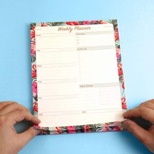 Oriday Weekly Planner Task Organizer Pad - 52 Sheets Undated Tear-away Planning Notepad (7.8x10 Flamingo)