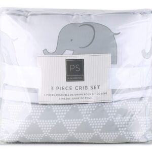 The Peanutshell Elephant Walk Crib Bedding Set - 3 Piece Unisex Nursery Set - Crib Quilt, Crib Sheet, Crib Skirt