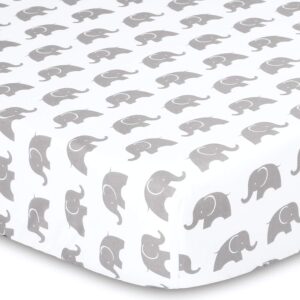 The Peanutshell Elephant Walk Crib Bedding Set - 3 Piece Unisex Nursery Set - Crib Quilt, Crib Sheet, Crib Skirt