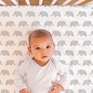 The Peanutshell Elephant Walk Crib Bedding Set - 3 Piece Unisex Nursery Set - Crib Quilt, Crib Sheet, Crib Skirt