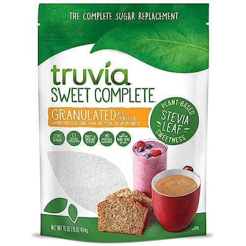 Truvia Sweet Complete Granulated All-Purpose Calorie-Free Sweetener from the Stevia Leaf, 16 oz Bag (Pack of 1)