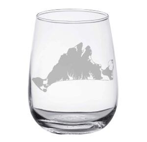 martha's vineyard map - stemless wine glasses set of 2