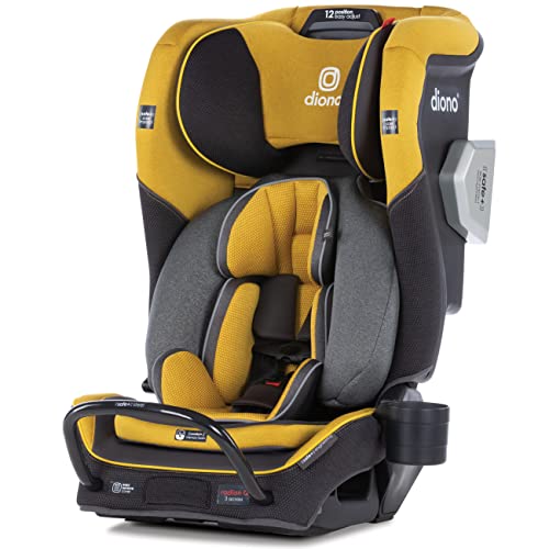 Diono Radian 3QXT 4-in-1 Rear and Forward Facing Convertible Car Seat, Safe Plus Engineering, 4 Stage Infant Protection, 10 Years 1 Car Seat, Slim Fit 3 Across, Yellow Mineral