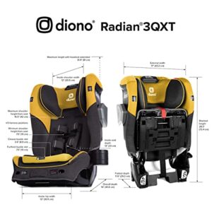 Diono Radian 3QXT 4-in-1 Rear and Forward Facing Convertible Car Seat, Safe Plus Engineering, 4 Stage Infant Protection, 10 Years 1 Car Seat, Slim Fit 3 Across, Yellow Mineral