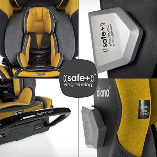 Diono Radian 3QXT 4-in-1 Rear and Forward Facing Convertible Car Seat, Safe Plus Engineering, 4 Stage Infant Protection, 10 Years 1 Car Seat, Slim Fit 3 Across, Yellow Mineral