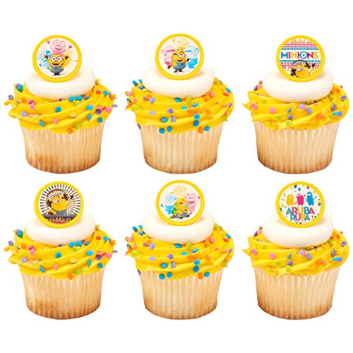 24 Despicable Me Minion Celebrations Cupcake Rings Toppers