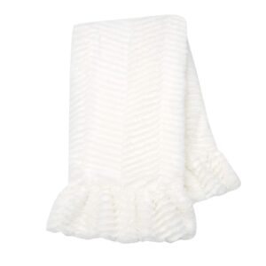 lambs & ivy signature white ruffled lux minky/jersey chevron baby blanket