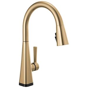 delta faucet lenta gold kitchen faucet touch, touch kitchen faucets with pull down sprayer, kitchen sink faucet, faucet for kitchen sink, touch2o technology, champagne bronze 19802tz-cz-dst