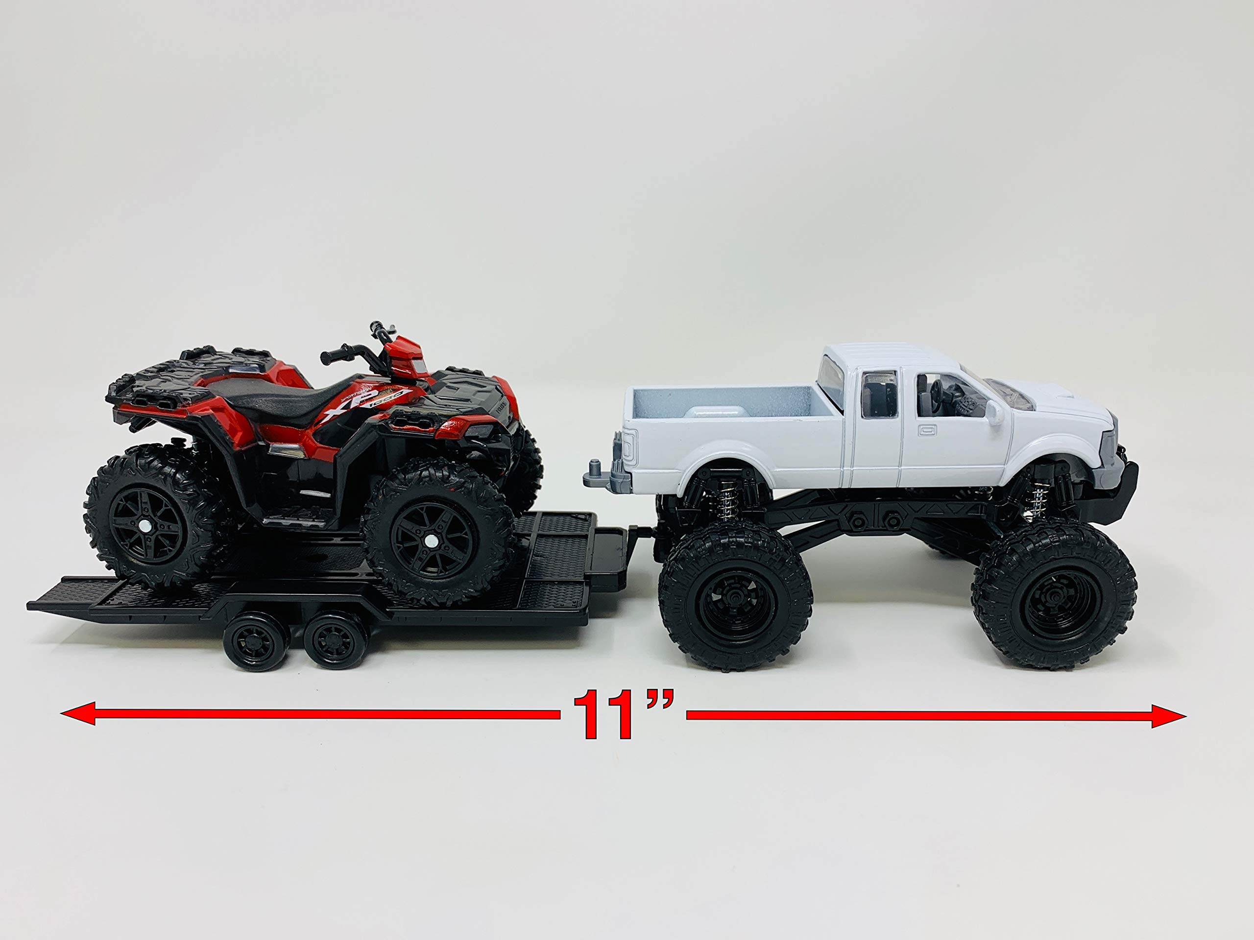 New-Ray Toy Replica 4x4 Lifted Pickup Truck with Polaris Sportsman XP1000 ATV