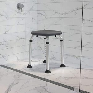 flash furniture hercules series tool-free and quick assembly, 300 lb. capacity, adjustable gray bath & shower stool