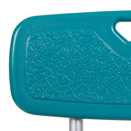 Flash Furniture HERCULES Series 300 Lb. Capacity Adjustable Teal Bath & Shower Chair with Quick Release Back & Arms