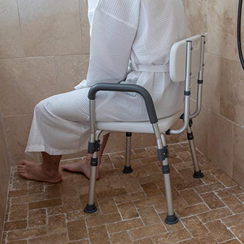 Flash Furniture HERCULES Series 300 Lb. Capacity Adjustable Teal Bath & Shower Chair with Quick Release Back & Arms