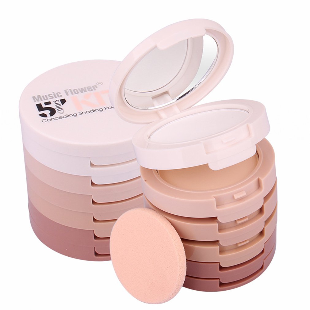 Meao Multi-layer 5 Colour Makeup Powder Compact Powder Make up Contour Face Bronzing Foundation Correcting Pressed Powder - Facial Base Contouring Beauty Cosmetics Bronzer Pallet Palette