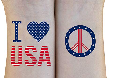 Terra Tattoos Assorted Temporary Tattoos Designs Party Favors Costumes Goody Bags Adults Kids Waterproof Temporary Tattoos (4th of July)