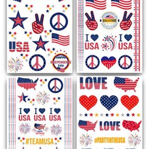 Terra Tattoos Assorted Temporary Tattoos Designs Party Favors Costumes Goody Bags Adults Kids Waterproof Temporary Tattoos (4th of July)