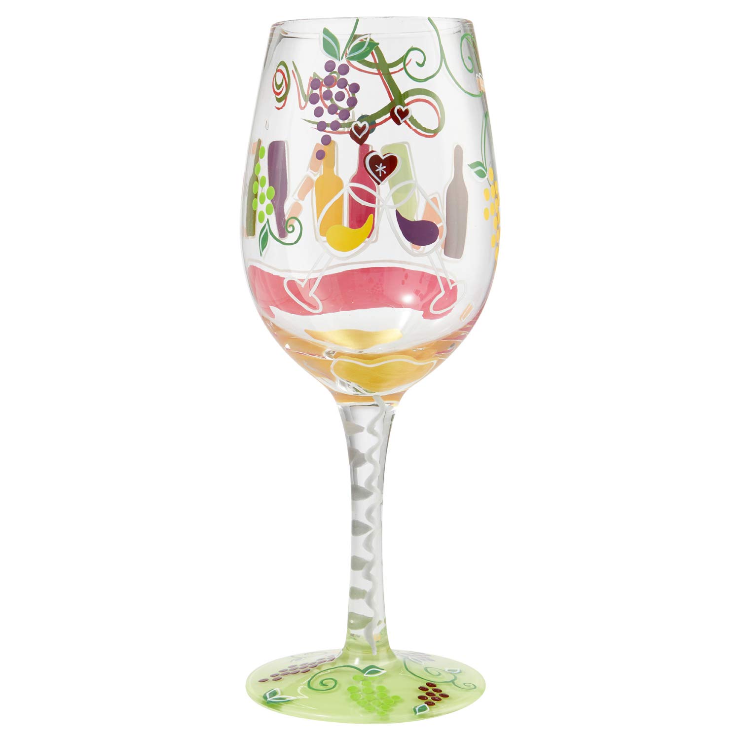 Enesco Designs by Lolita Love You're with Artisan Wine Glass, 1 Count (Pack of 1), Multicolor