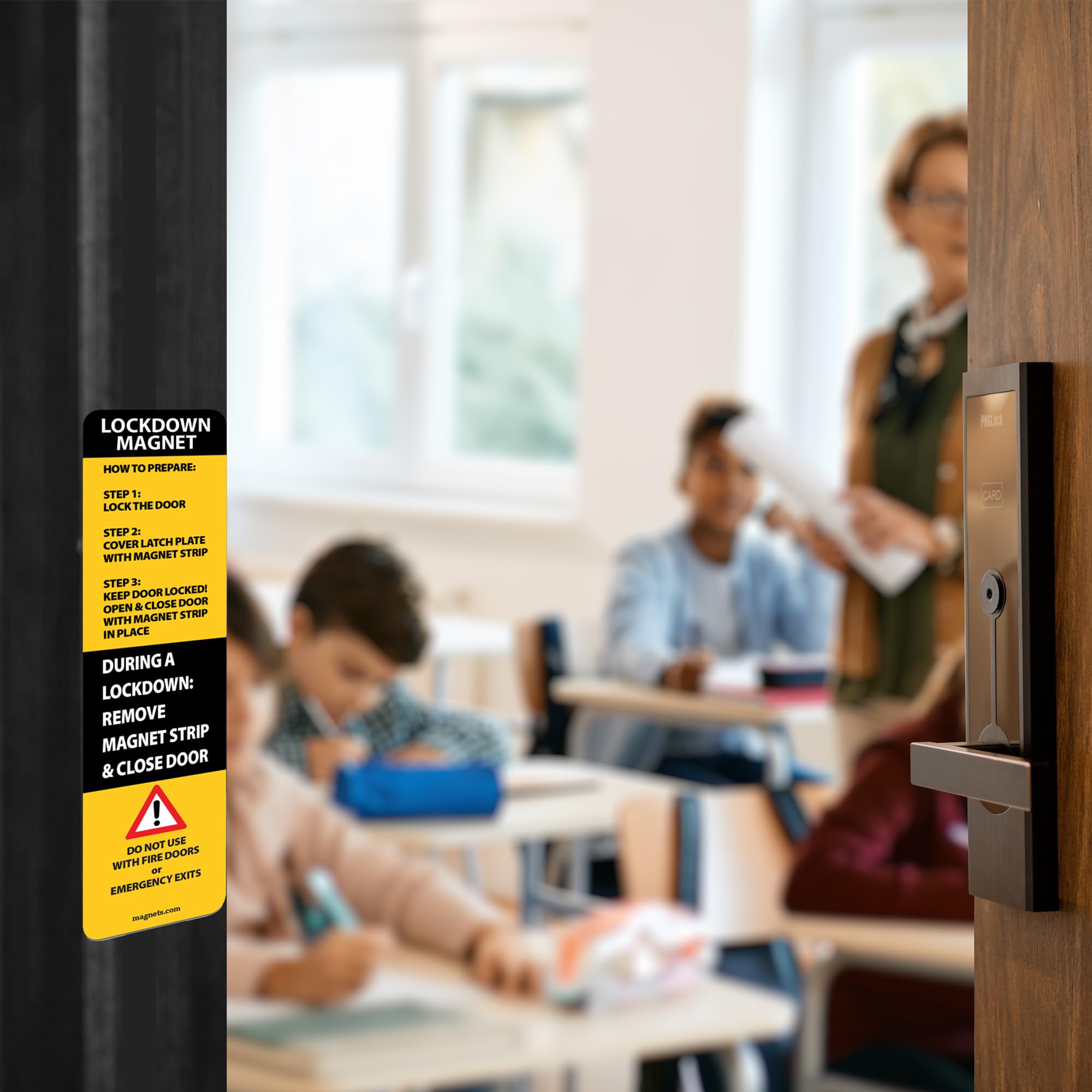 10 Pack - Lockdown Magnetic Strips for School Lockdowns - New and Improved! Durable 40mil Magnetic Strip (Black)…