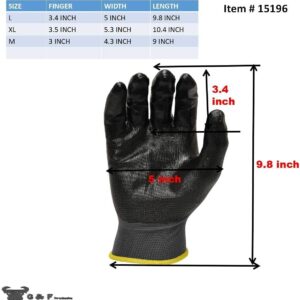 G & F Products 12 PAIRS Mens Working Gloves with Micro Foam Coating - Garden Gloves Texture Grip - men’s Work Glove For general purpose, construction, yardwork, Medium, Model:1519M-12