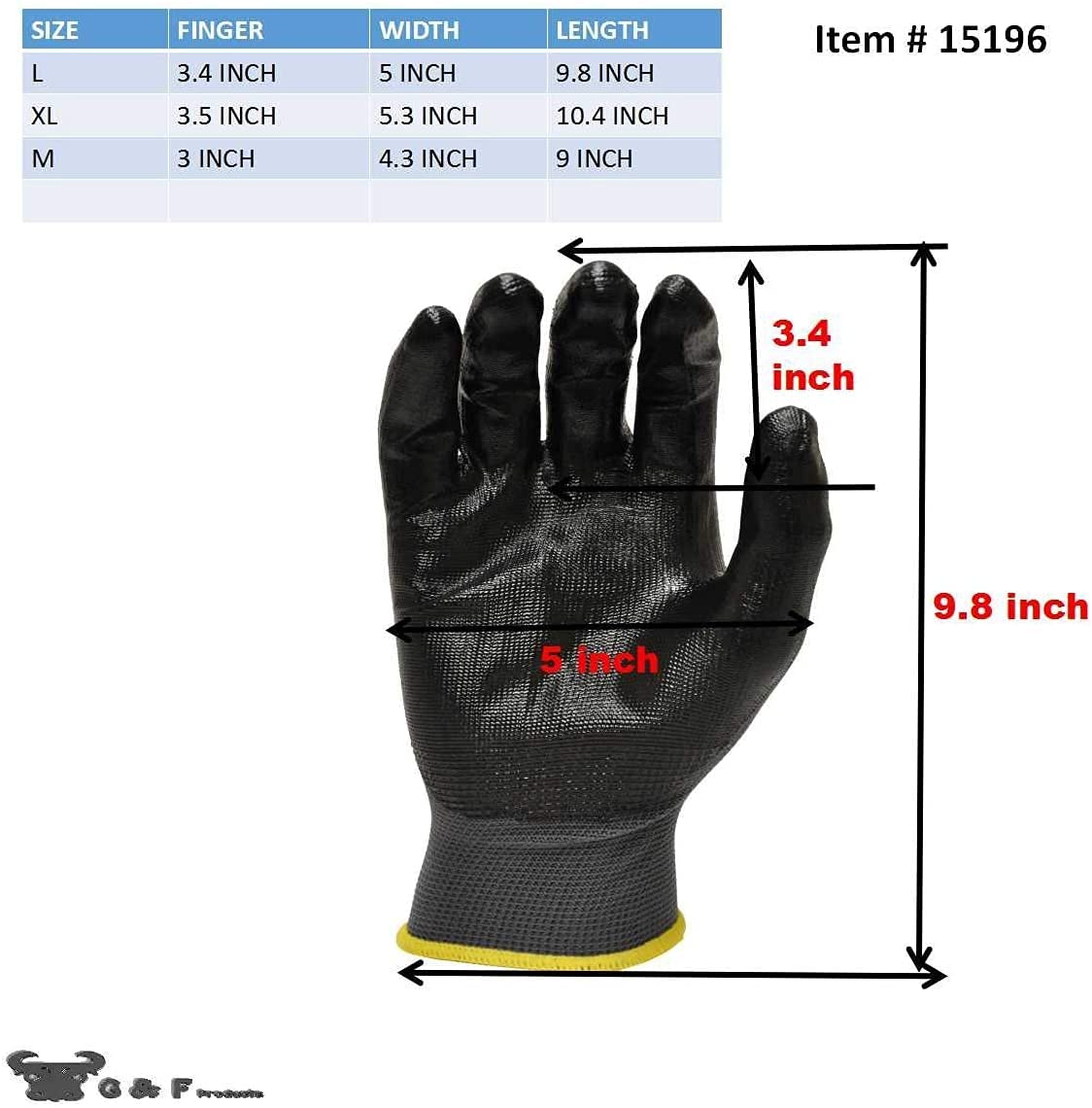 G & F Products 12 PAIRS Mens Working Gloves with Micro Foam Coating - Garden Gloves Texture Grip - men’s Work Glove For general purpose, construction, yardwork, Medium, Model:1519M-12