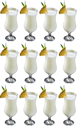 Epure Venezia Collection 12 Piece Hurricane Glass Set - Perfect for Drinking Pina Coladas, Cocktails, Full-Bodied Beer, Juice, and Water (Pina Colada (15.5 oz))