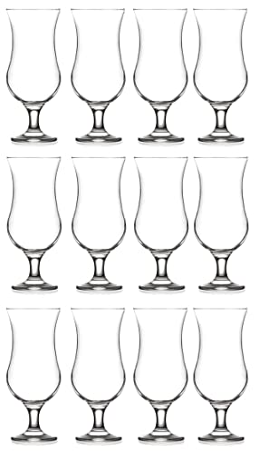 Epure Venezia Collection 12 Piece Hurricane Glass Set - Perfect for Drinking Pina Coladas, Cocktails, Full-Bodied Beer, Juice, and Water (Pina Colada (15.5 oz))