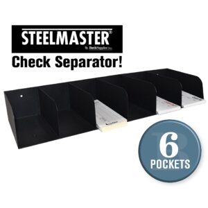 STEELMASTER by BankSupplies Steel Document Organizer | 6-Pockets | Black | Powder Coated Crinkle Finish | Scratch & Chip-Resistant | Check Separator, Deposit Slips, Letter Organizer, Money & Bills