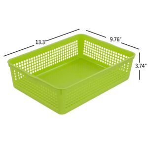 Ponpong Plastic Storage Baskets Tray, Plastic Classroom Basket Rectangle, 6 Pack