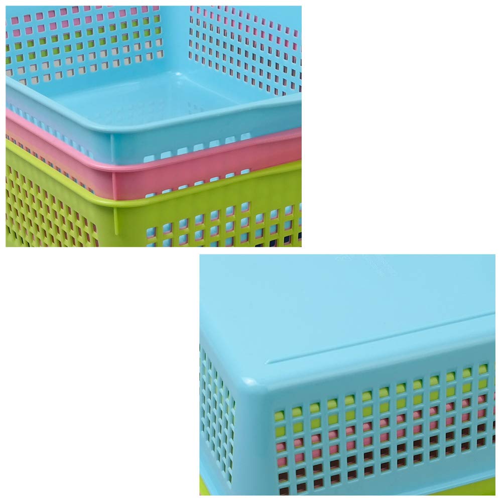 Ponpong Plastic Storage Baskets Tray, Plastic Classroom Basket Rectangle, 6 Pack