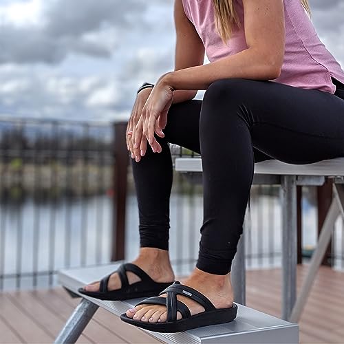 TELIC Women's Mallory Slide Sandals - Lightweight, Waterproof, Arch-Supporting, Impact-Reducing - Great for Pool, Beach & Everyday Wear