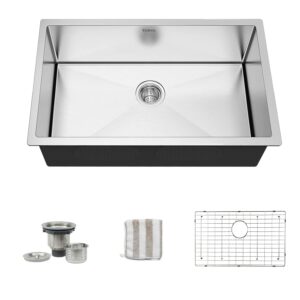 torva 28-inch undermount kitchen sink, 16 gauge stainless steel single bowl - 10 inches deep basin