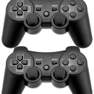 Ceozon PS3 Controller Wireless 2 Pack Play-Station 3 Controller Bluetooth Gamepad Compatible for Sony PS3 Controller Wireless Remote Joystick with Charging Cables Black and Black