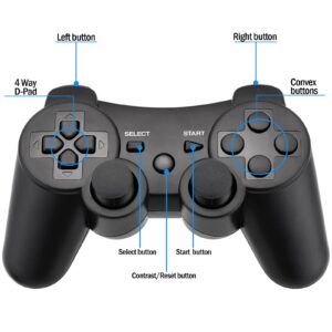 Ceozon PS3 Controller Wireless 2 Pack Play-Station 3 Controller Bluetooth Gamepad Compatible for Sony PS3 Controller Wireless Remote Joystick with Charging Cables Black and Black