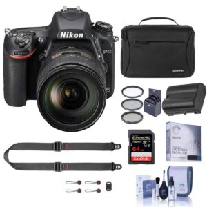 nikon d750 dslr with af-s nikkor 24-120mm f/4g ed vr lens - bundle with camera case, 64gb sdxc card, spare battery, peak design slidelite strap, 77mm filter kit, screen protector, cleaning kit